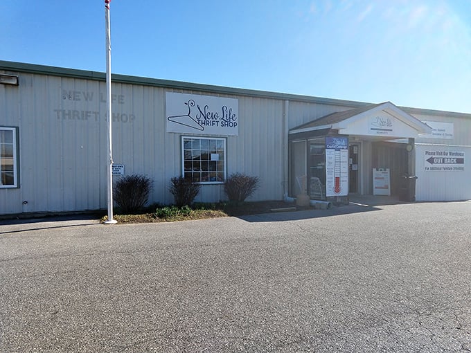 Welcome to the treasure hunter's paradise! New Life Thrift Shop's exterior might be unassuming, but inside lies a world of bargains waiting to be discovered.