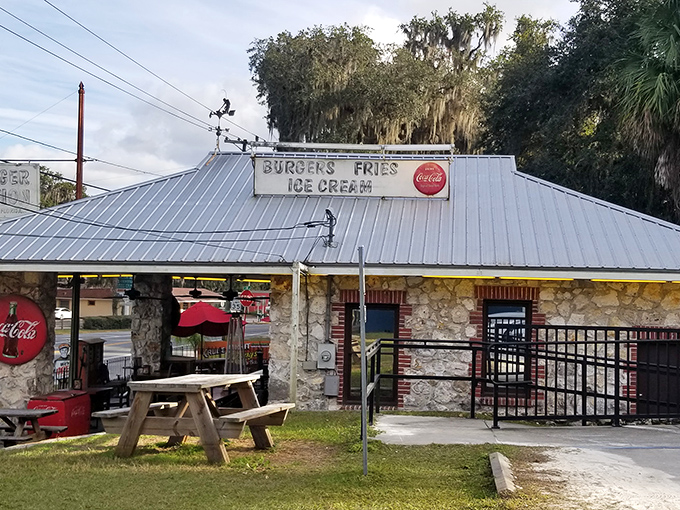 Welcome to burger paradise! Burger Station's charming exterior promises a journey back to simpler times, with a side of mouthwatering goodness.