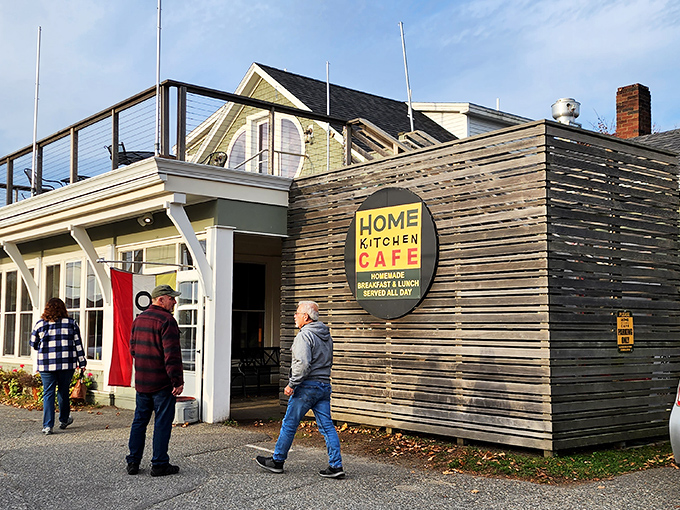 A coastal gem with a side of sunshine! Home Kitchen Cafe's cheery exterior promises a warm welcome and hearty eats.