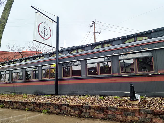All aboard the flavor express! Tori's converted railcar exterior promises a journey for your taste buds, no ticket required.