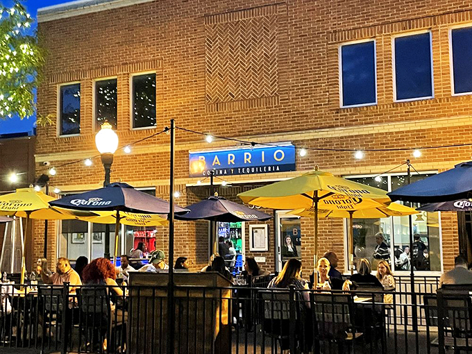 Fiesta central! Barrio's inviting patio beckons like a siren song of sizzling fajitas and frosty margaritas.