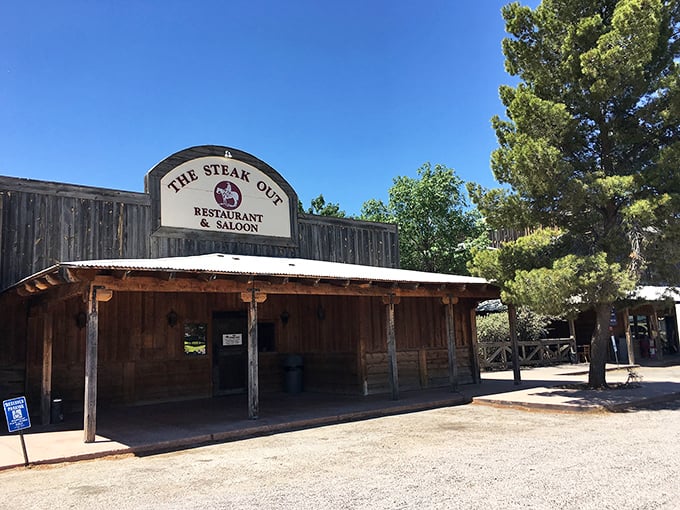 Howdy, partner! This ain't no mirage &ndash; The Steak Out's rustic charm is as real as the mesquite-grilled goodness waiting inside. Giddy up and come on in!