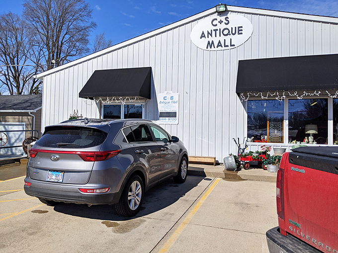 Welcome to C & S Antique Mall, where time travel is just a step away! This unassuming exterior hides a wonderland of vintage treasures waiting to be discovered.