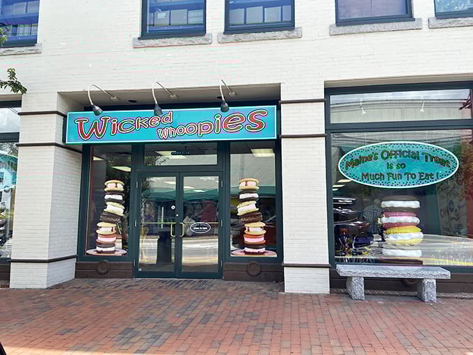 A sweet siren's call! Wicked Whoopies beckons with its playful storefront, promising a whimsical world of whoopie pies within.