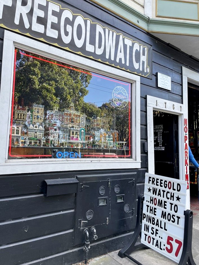 Step right up to the time machine! Free Gold Watch's storefront promises a journey back to the golden age of arcade gaming.