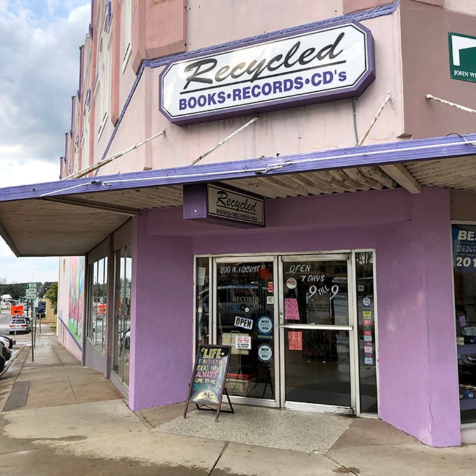 Welcome to the purple palace of prose! Recycled Books Records CDs stands out like a literary beacon, inviting bibliophiles and music lovers alike to explore its treasures.