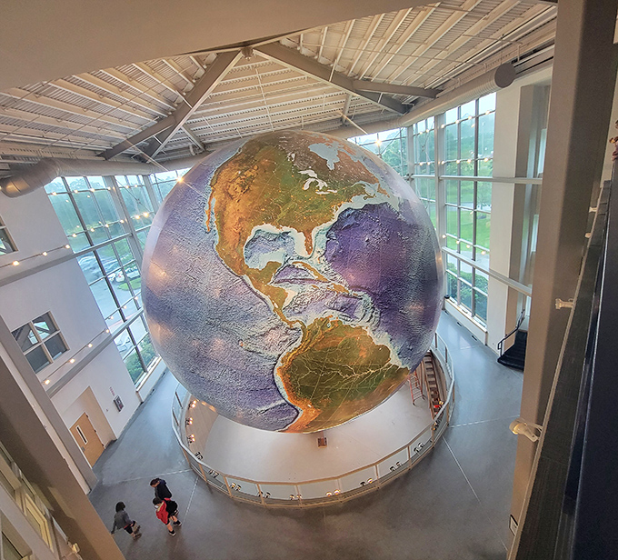 "Honey, I blew up the globe!" Eartha's colossal presence dwarfs visitors, offering a jaw-dropping perspective on our big blue marble.