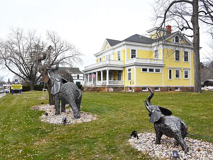A sunny yellow Victorian mansion that screams "Come in, the circus is about to begin!" The Ringling House B&B stands proud, inviting guests to step back in time.