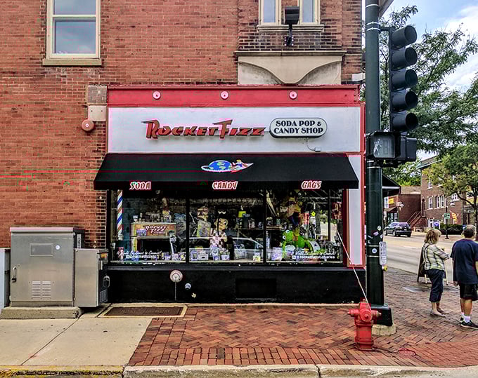 Step right up to the sweetest show in town! Rocket Fizz's vibrant storefront promises a sugar-coated adventure that'll make your inner child do backflips.