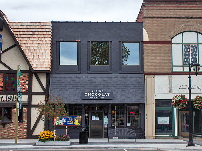 A chocolate lover's dream come true! Alpine Chocolat Haus stands proudly on Gaylord's main street, its charming facade promising sweet delights within.