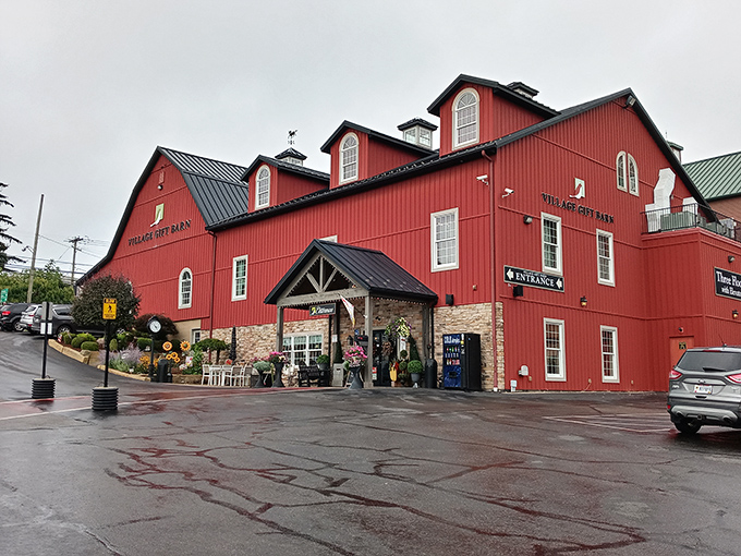 A barn-sized treasure chest! This red behemoth isn't hiding hay &ndash; it's packed with enough goodies to make Santa's workshop look like a corner store.
