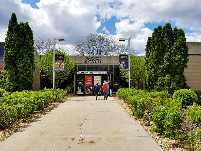 Welcome to the future of the past! The Sloan Museum of Discovery's sleek exterior promises a journey through time that's anything but dusty.