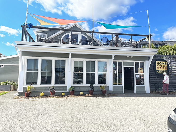 A coastal gem with a side of sunshine! Home Kitchen Cafe's cheery exterior promises a warm welcome and hearty eats.