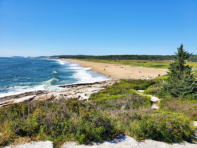 Nature's jigsaw puzzle: Reid State Park's rocky shoreline invites you to play connect-the-dots with tidal pools and barnacle-covered boulders. Who needs a spa day when you've got this natural foot massage?