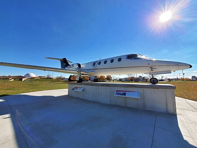 "Is it a bird? Is it a plane? No, it's a sleek NASA jet ready to take your breath away!" This eye-catching aircraft greets visitors, setting the stage for an out-of-this-world adventure at the Armstrong Air & Space Museum.