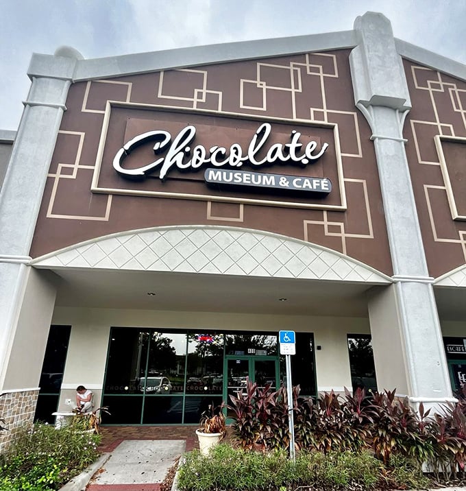 Welcome to chocolate heaven! This facade is more inviting than Willy Wonka's golden ticket, promising sweet adventures within.