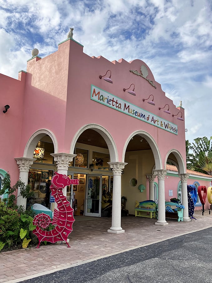Welcome to Candyland for grown-ups! This pink palace of whimsy is like Barbie's dream house, if Barbie had a PhD in modern art and a penchant for the peculiar.