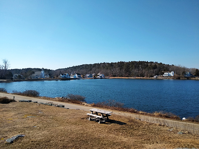 Who needs a postcard when you've got this view? Popham Beach State Park serves up a slice of Maine paradise, complete with picturesque houses and a serene lake that's bluer than a lobster's mood ring.