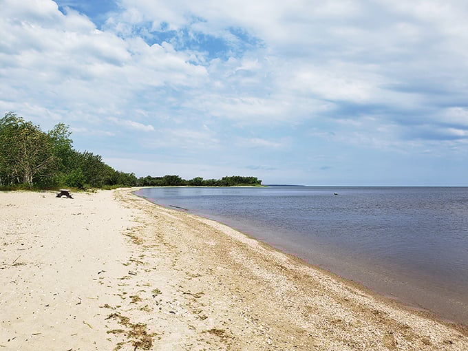 Nature's rocky shoreline: Where the water meets the wild. Zippel Bay's rugged beauty invites you to skip stones and contemplate life's big questions &ndash; like "How did I get sunburned in Minnesota?"
