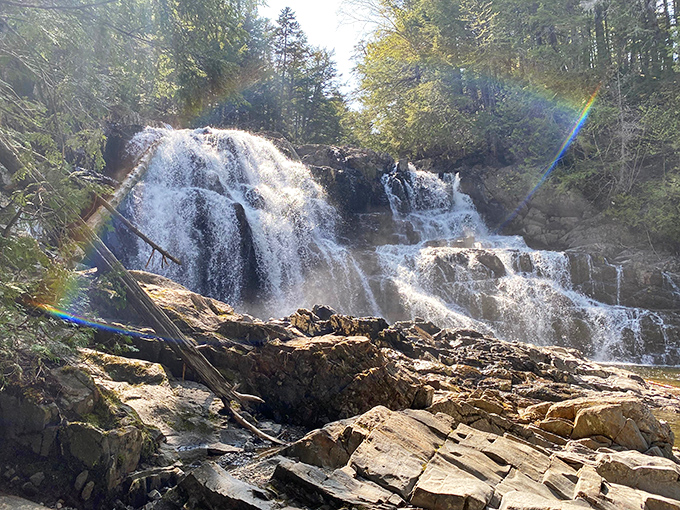 Nature's own liquid fireworks! Houston Brook Falls puts on a show that would make even the most seasoned Vegas performer jealous.