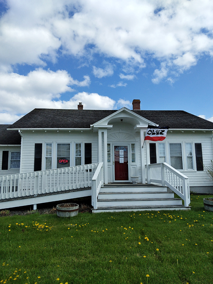 A chocolate lover's dream come true! This charming white house in Lubec, Maine, is like finding Willy Wonka's summer cottage.