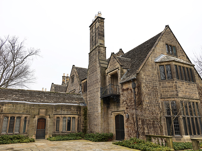 Cotswold charm meets Motor City magic! This stone fortress looks ready to withstand sieges of paparazzi or perhaps a zombie apocalypse. Either way, I'm moving in.