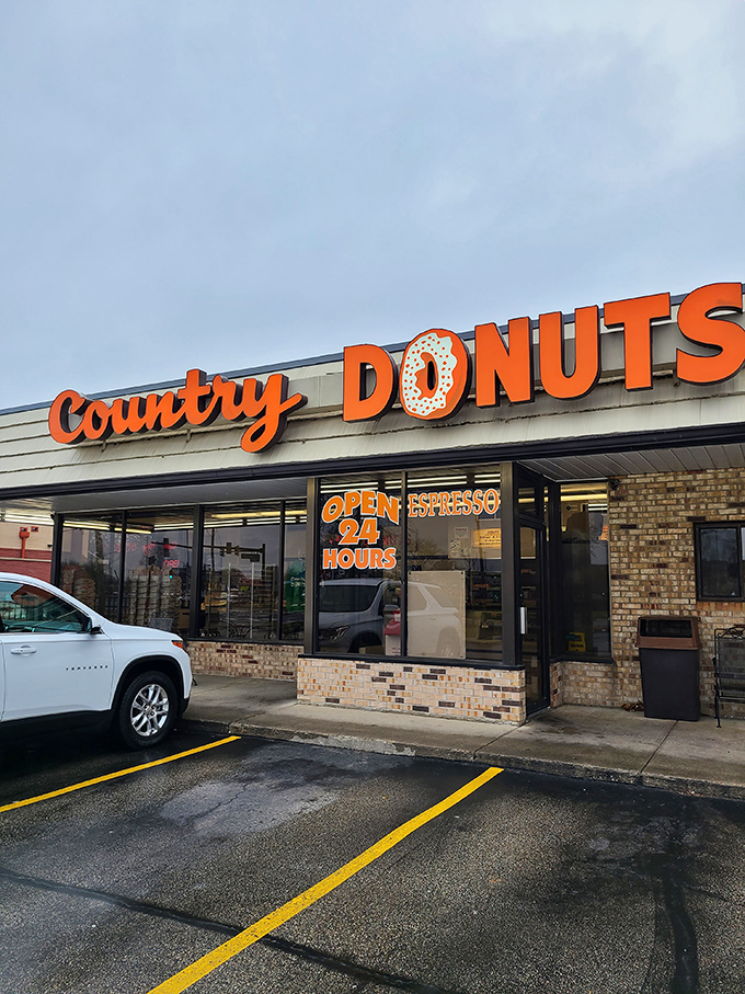 "Open 24 hours? Now that's what I call a sweet dream come true!" Country Donuts' commitment to round-the-clock sugar rushes is as comforting as a warm glazed donut at 3 AM.