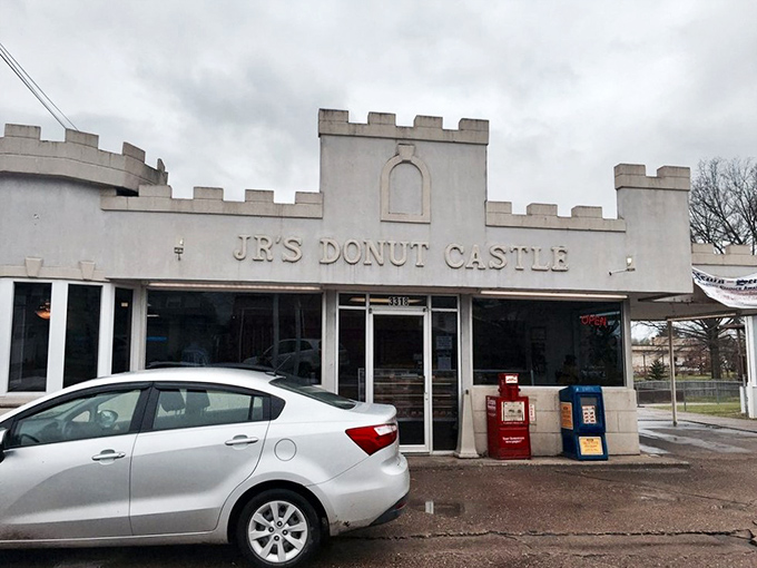 A castle fit for donut royalty! JR's Donut Castle stands proud, its whimsical facade promising sweet treasures within.
