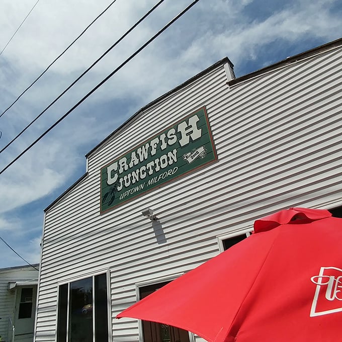 Unassuming on the outside, extraordinary on the inside! Crawfish Junction's exterior is like a culinary mullet - business in the front, party in the back.