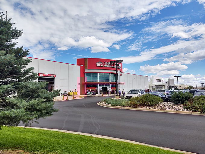 Welcome to bargain paradise! This sprawling red-and-white building isn't just a store—it's a treasure hunter's dream come true.