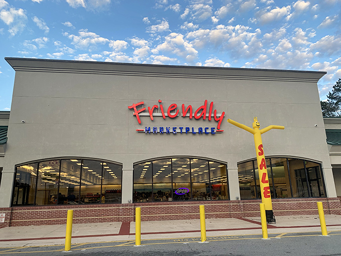 
Welcome to bargain heaven! This cheerful yellow facade promises a treasure trove of deals inside, where your wallet can breathe a sigh of relief. 