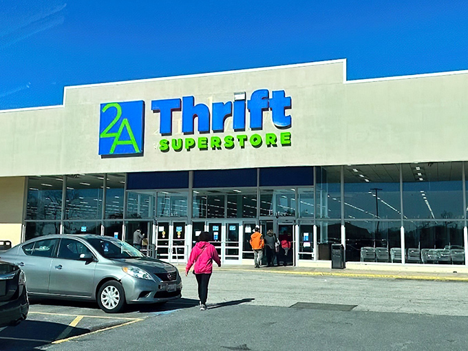 Welcome to the mothership of secondhand treasures! This massive storefront promises a universe of bargains waiting to be discovered inside.