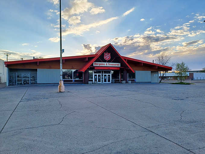 Welcome to the Bargain Bonanza! This red-roofed wonderland is where your wallet breathes a sigh of relief and your inner treasure hunter does a happy dance.