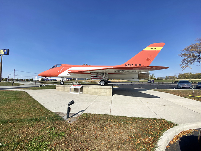 "Is it a bird? Is it a plane? No, it's a sleek NASA jet ready to take your breath away!" This eye-catching aircraft greets visitors, setting the stage for an out-of-this-world adventure at the Armstrong Air & Space Museum.