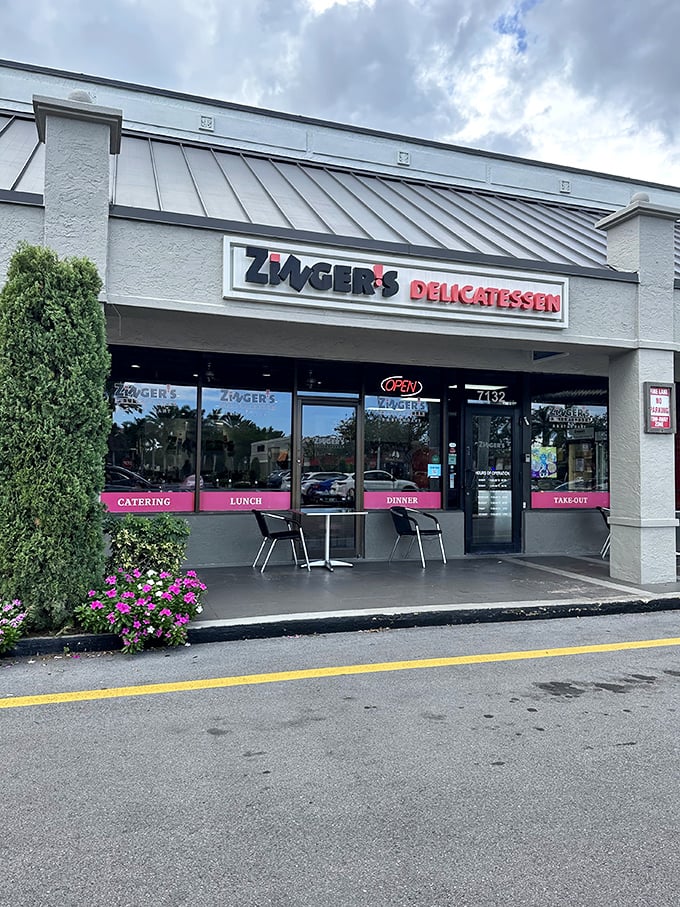 Welcome to sandwich paradise! Zinger's Delicatessen stands proud, promising overstuffed delights that'll make your taste buds dance and your belt buckle quiver.