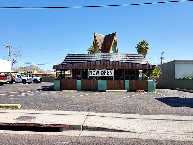 Welcome to Mrs. Chicken, where the A-frame roof isn't just for show &ndash; it's a beacon of crispy, juicy hope in the Arizona desert.