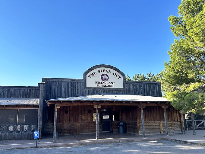 Howdy, partner! This ain't no mirage &ndash; The Steak Out's rustic charm is as real as the mesquite-grilled goodness waiting inside. Giddy up and come on in!