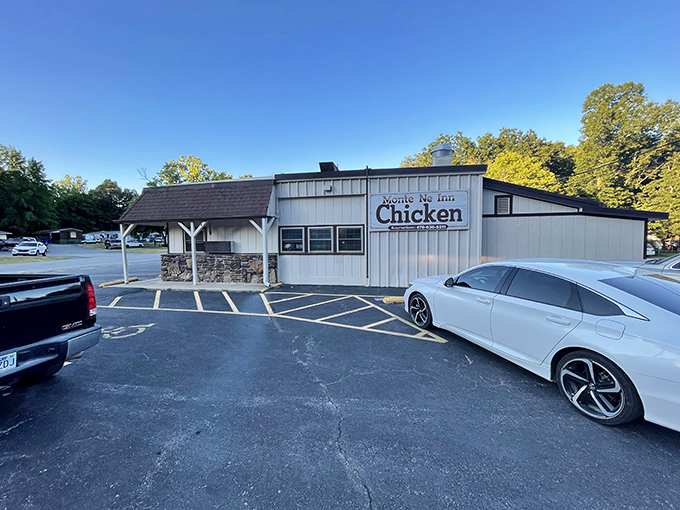 "Welcome to chicken paradise! This unassuming exterior hides a world of crispy, juicy delights that would make Colonel Sanders weep with envy."