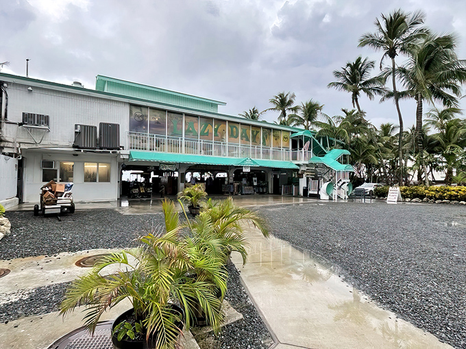 Welcome to paradise! Lazy Days Restaurant's exterior promises a laid-back vibe and ocean breezes that'll make you forget all about your inbox.