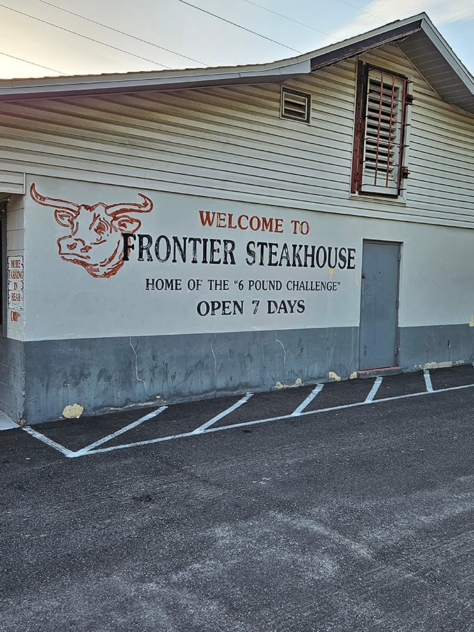 Welcome to the Wild West of flavor! Frontier Steakhouse's unassuming exterior hides a world of meaty delights waiting to be discovered.