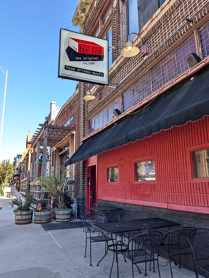 A red-brick beacon of deliciousness! The Brick's exterior promises a feast for the senses, with its vibrant and inviting facade.