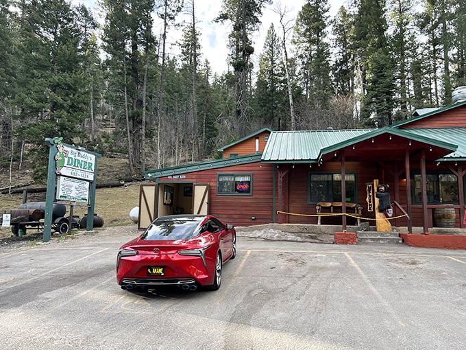 Rustic charm meets mountain magic! Big Daddy's Diner stands tall among the pines, a beacon of comfort food that's more inviting than a warm blanket on a chilly Cloudcroft evening.