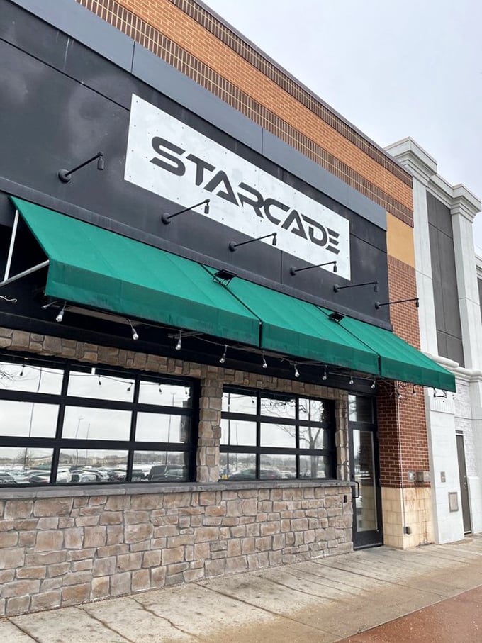 Starcade's exterior beckons like a neon-lit time machine. This isn't just an arcade; it's a portal to your misspent youth, complete with digital bling.