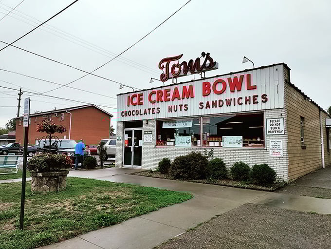 Step into a time machine disguised as an ice cream parlor! Tom's Ice Cream Bowl's iconic facade promises a sweet journey back to simpler times.
