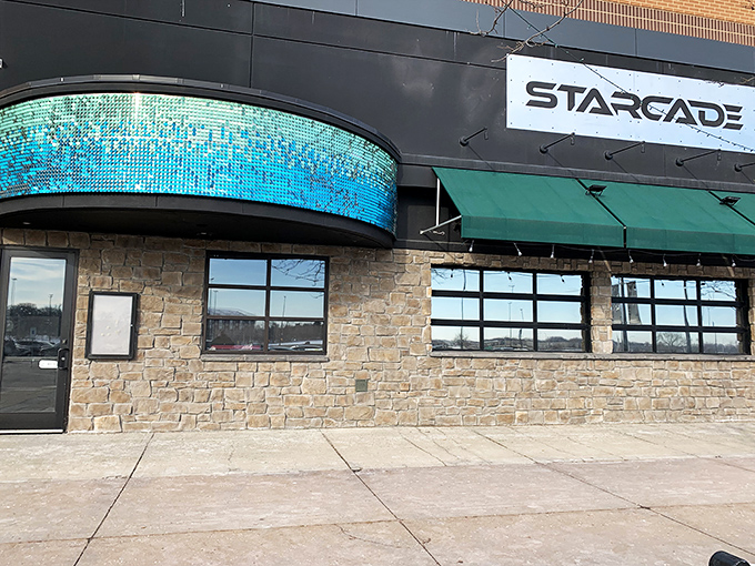 Starcade's exterior beckons like a neon-lit time machine. This isn't just an arcade; it's a portal to your misspent youth, complete with digital bling.