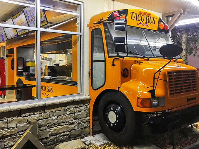 Yellow submarine? Nope, it's Taco Bus! This school bus-turned-restaurant is serving up Mexican flavors that'll make your taste buds do the cha-cha.