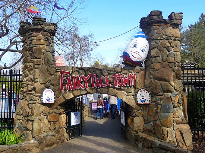 "Welcome to Fairytale Town, where reality takes a vacation and imagination runs wild! This whimsical entrance is like stepping through the looking glass into a world of wonder."