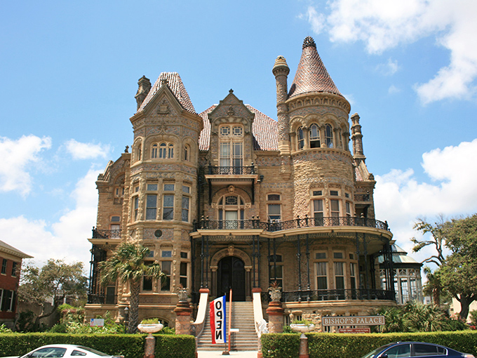 "Who says everything's bigger in Texas? Oh wait, this place does!" Bishop's Palace stands tall, a sandcastle dream come true on Galveston's shores.