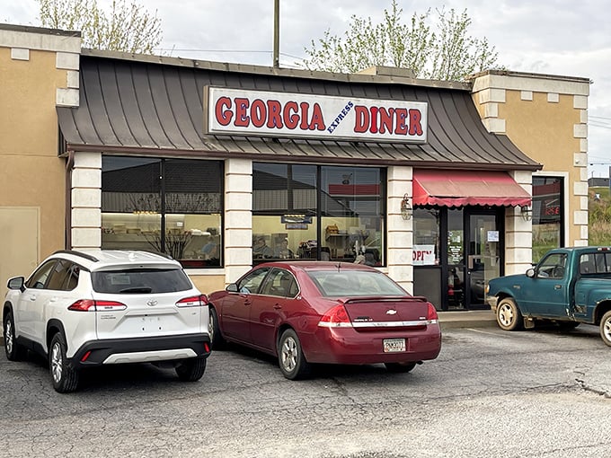 Welcome to breakfast paradise! The Georgia Express Diner's exterior promises a feast for the senses, with its inviting facade and classic diner charm.