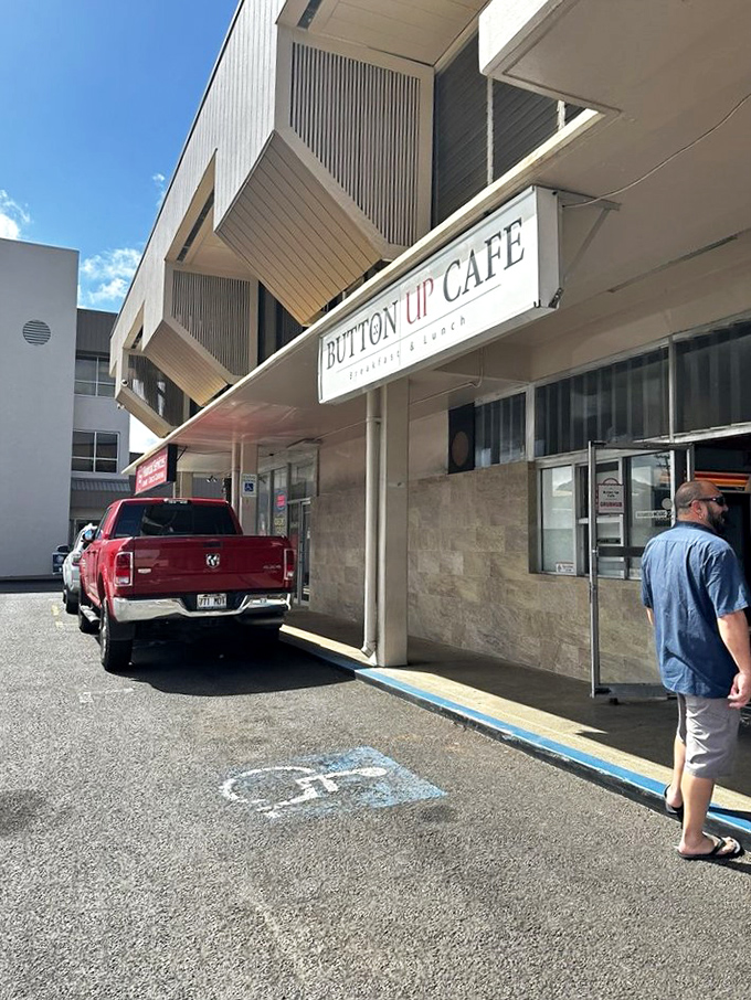 Welcome to breakfast paradise! Button Up Cafe's exterior promises a feast for the senses inside.